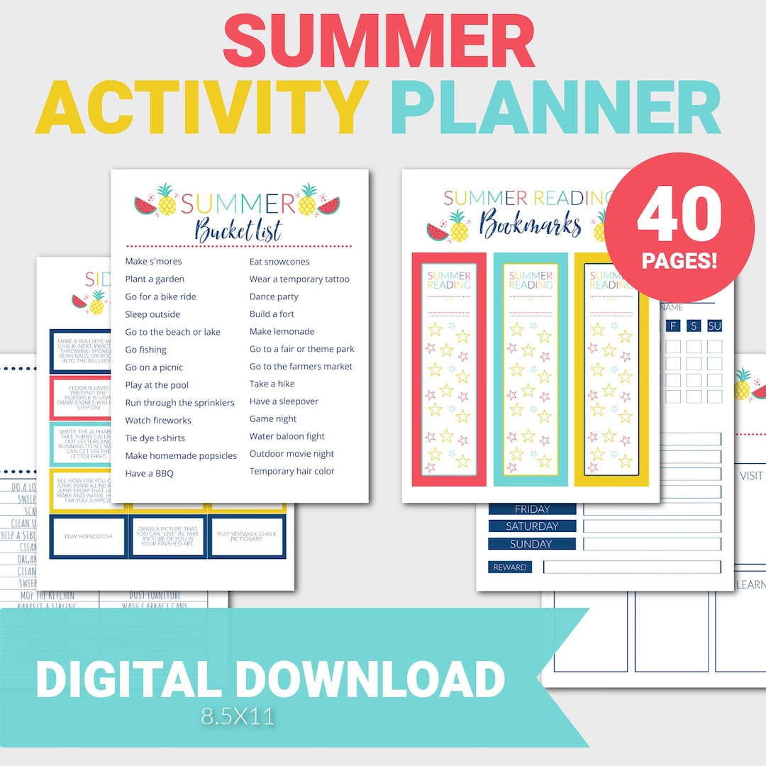 Summer Activity Planner, Activity Planner for Kids, Summer Planner ...