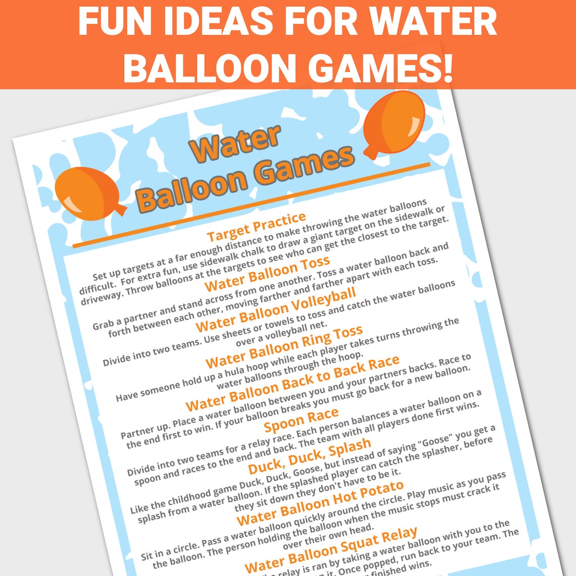 Water Balloon Games for Kids, Water Party Games for Kids, Summer Water ...