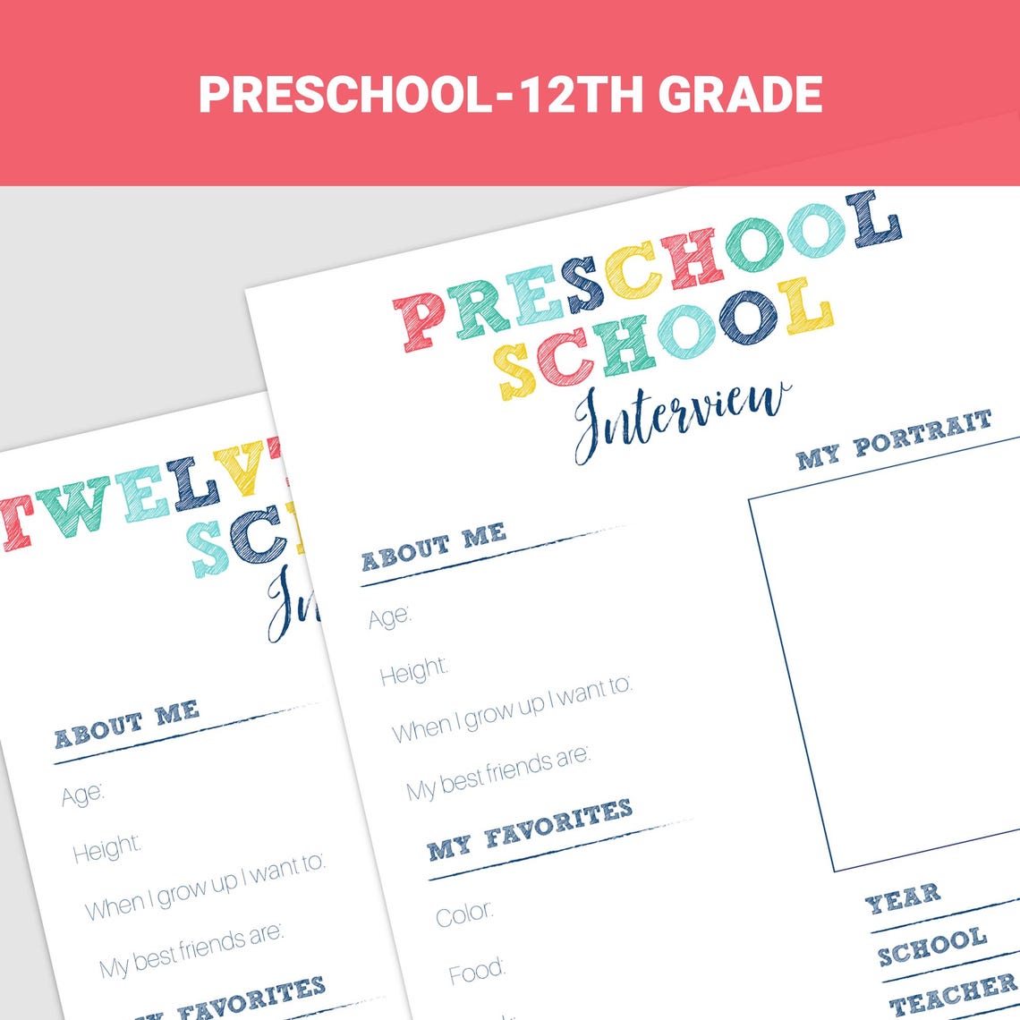 Kids Memory Box Questionnaire, Preschool-12th Grade Interview Pages ...