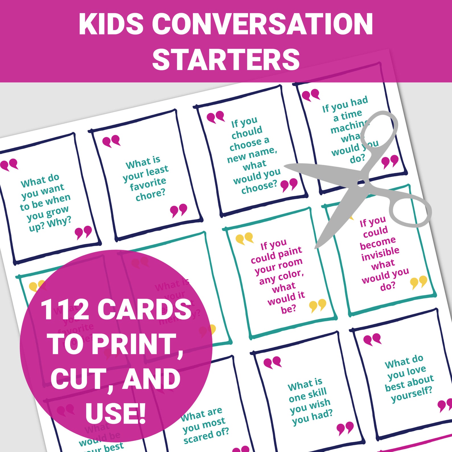 112 Family Conversation Cards, Family Conversation Starters Printable ...