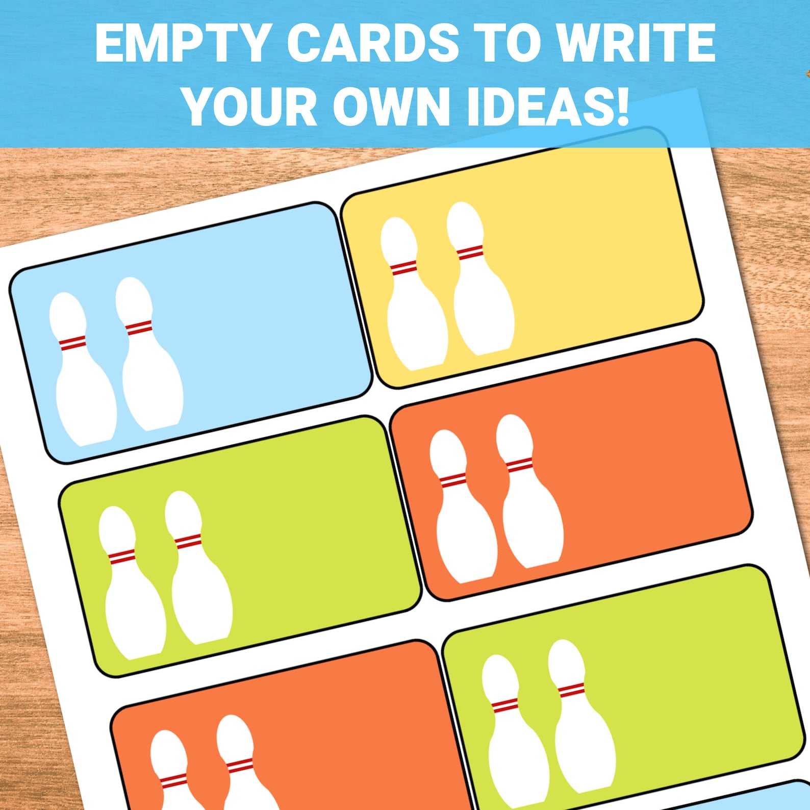 Printable Bowling Cards, Bowling Party, Activity Cards, Bowling Sheet ...