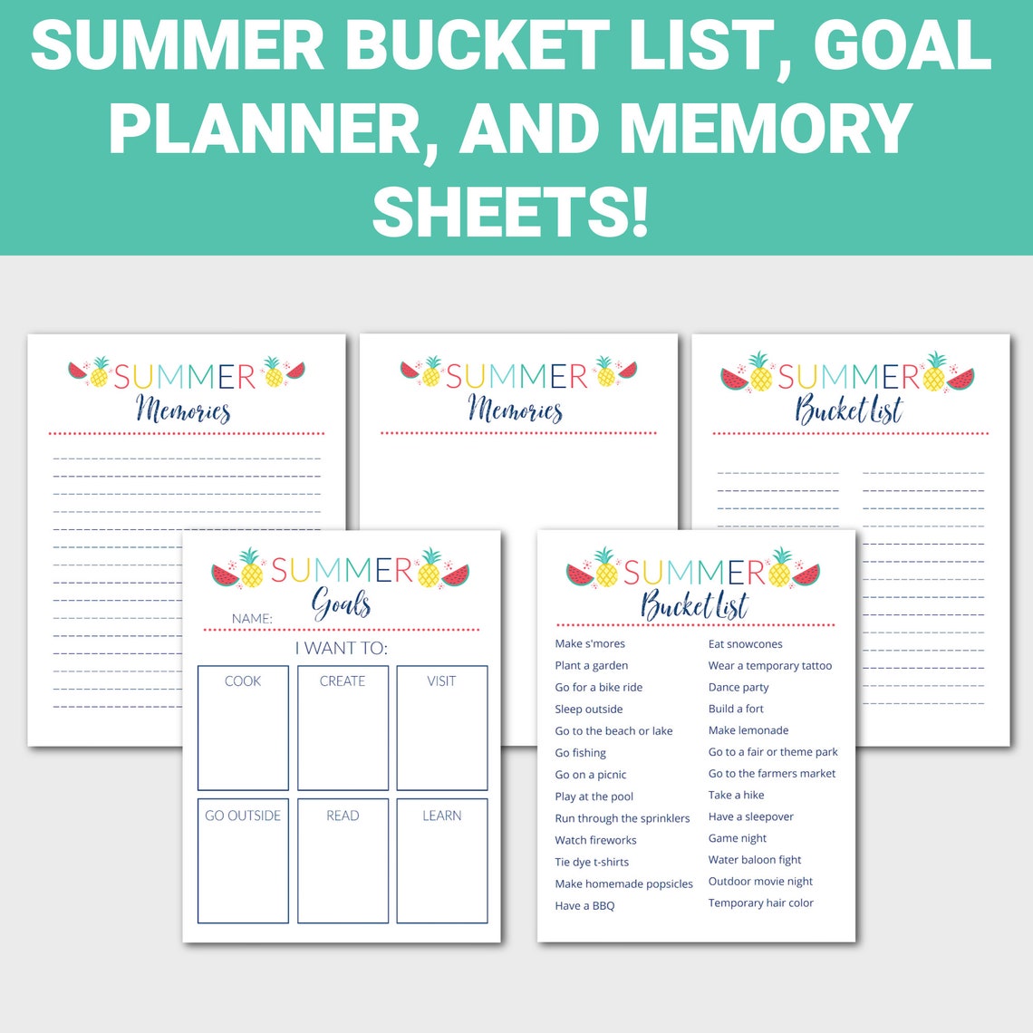 Summer Activity Planner Activity Planner for Kids Summer - Etsy