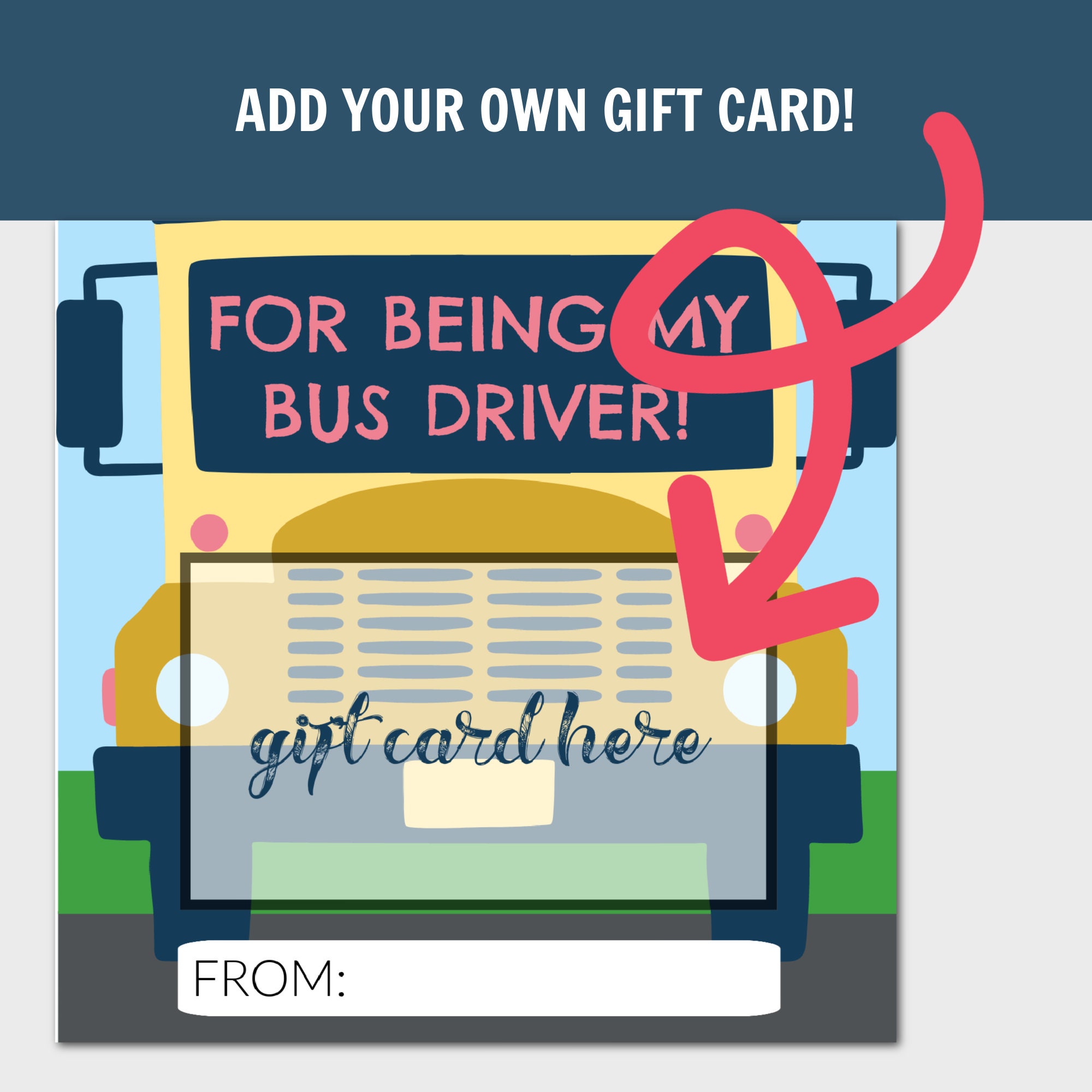 Bus Driver Gift Card Holder, Instant Download, Bus Driver Appreciation ...