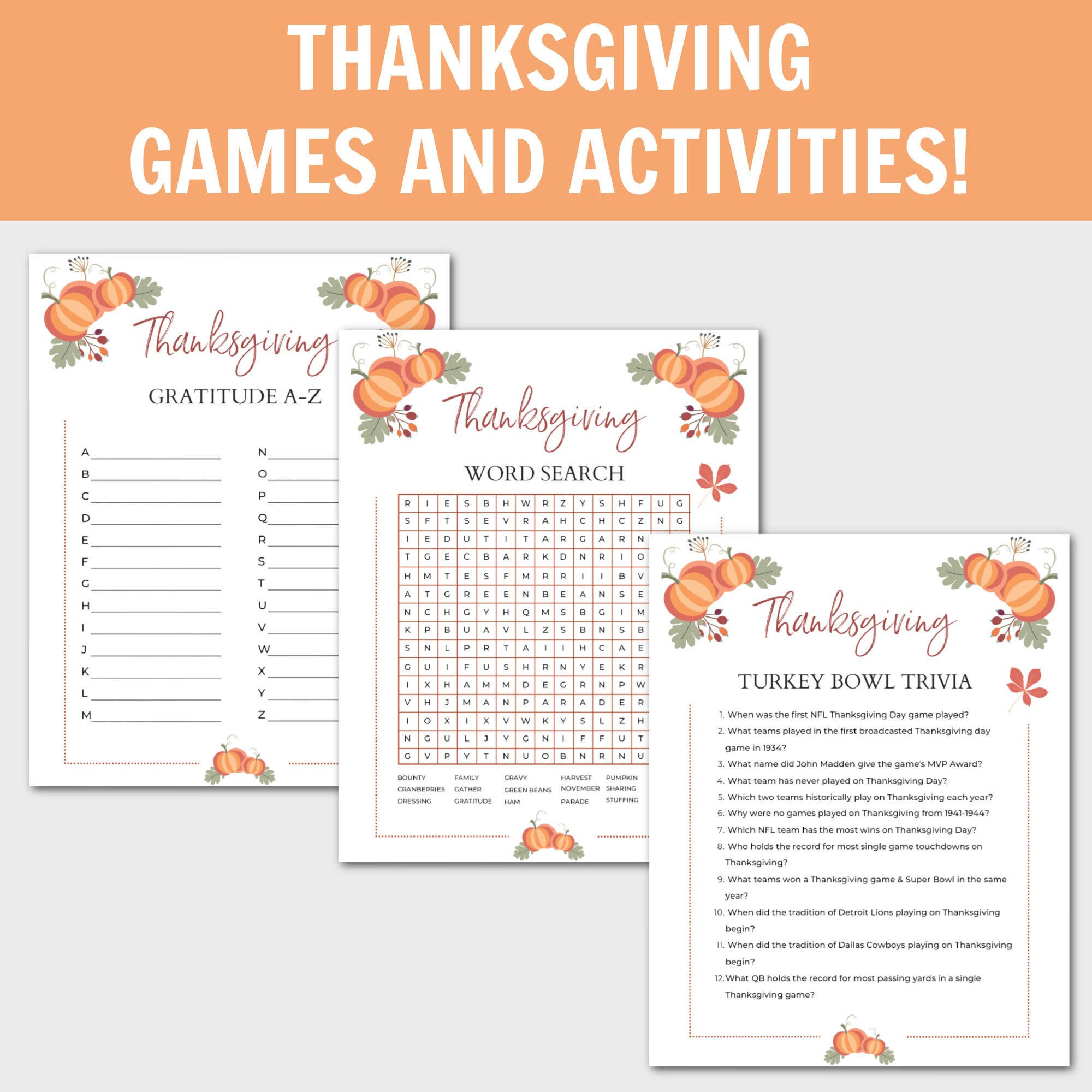 17 Thanksgiving Games Bundle, Thanksgiving Family Games, Friendsgiving ...