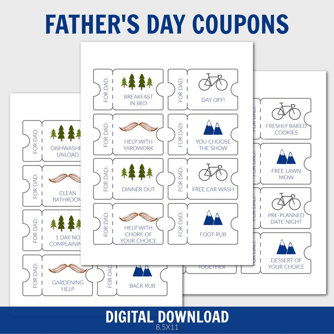 Father's Day Coupon Book, Printable Editable Father's Day Coupons ...