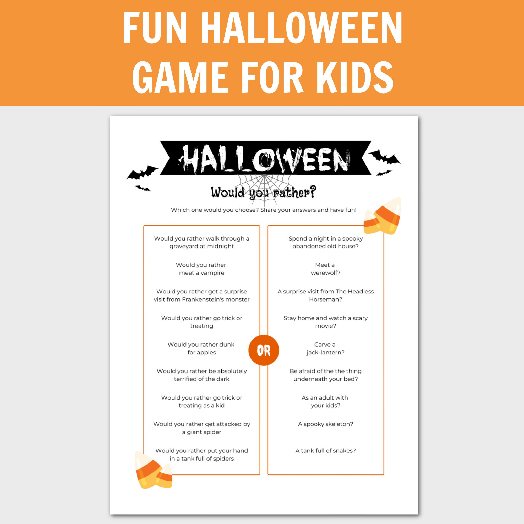 Halloween Would You Rather for Kids, Halloween Party Game, Halloween ...