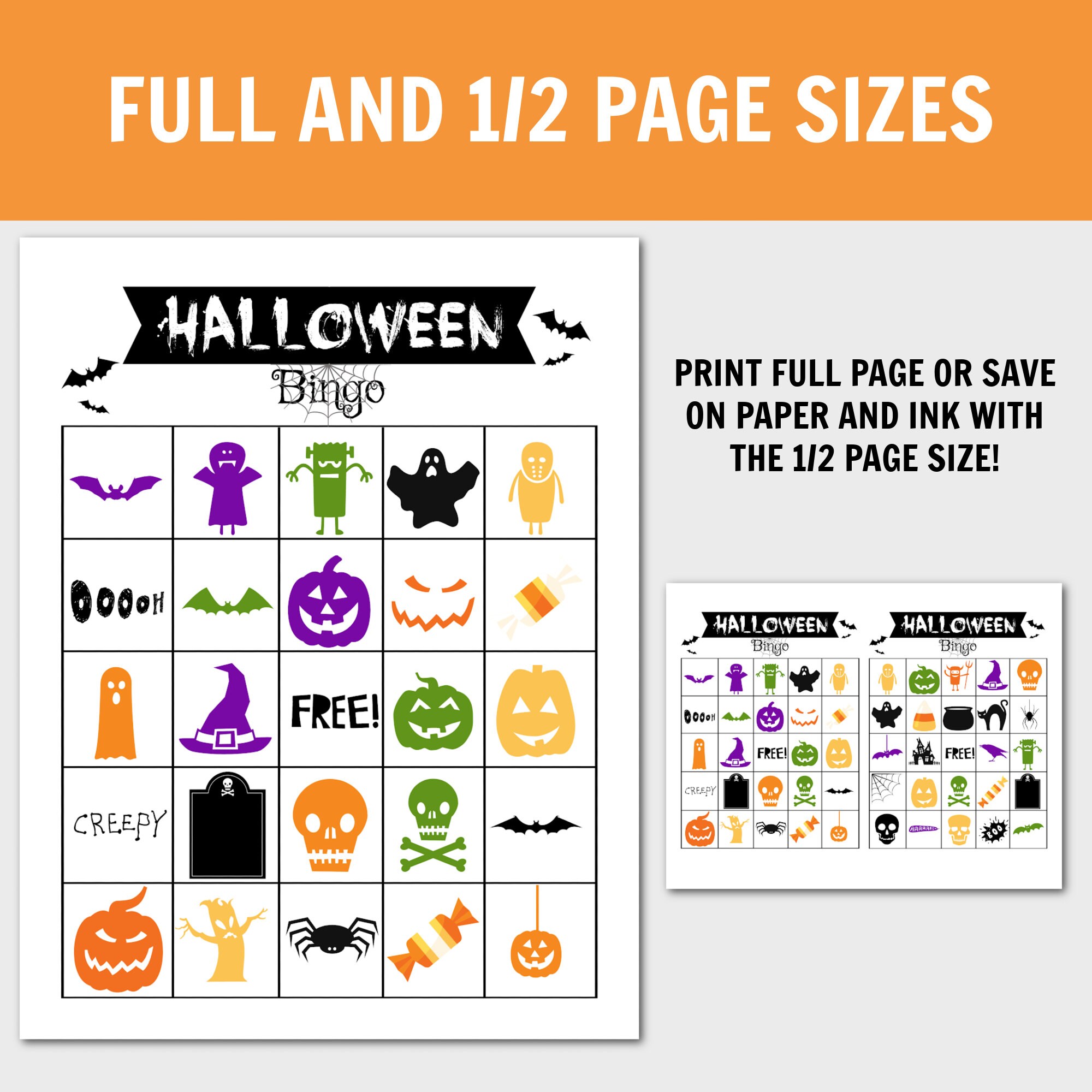 Halloween Bingo Cards, Printable PDF, 30 Cards, Halloween Games, Class ...