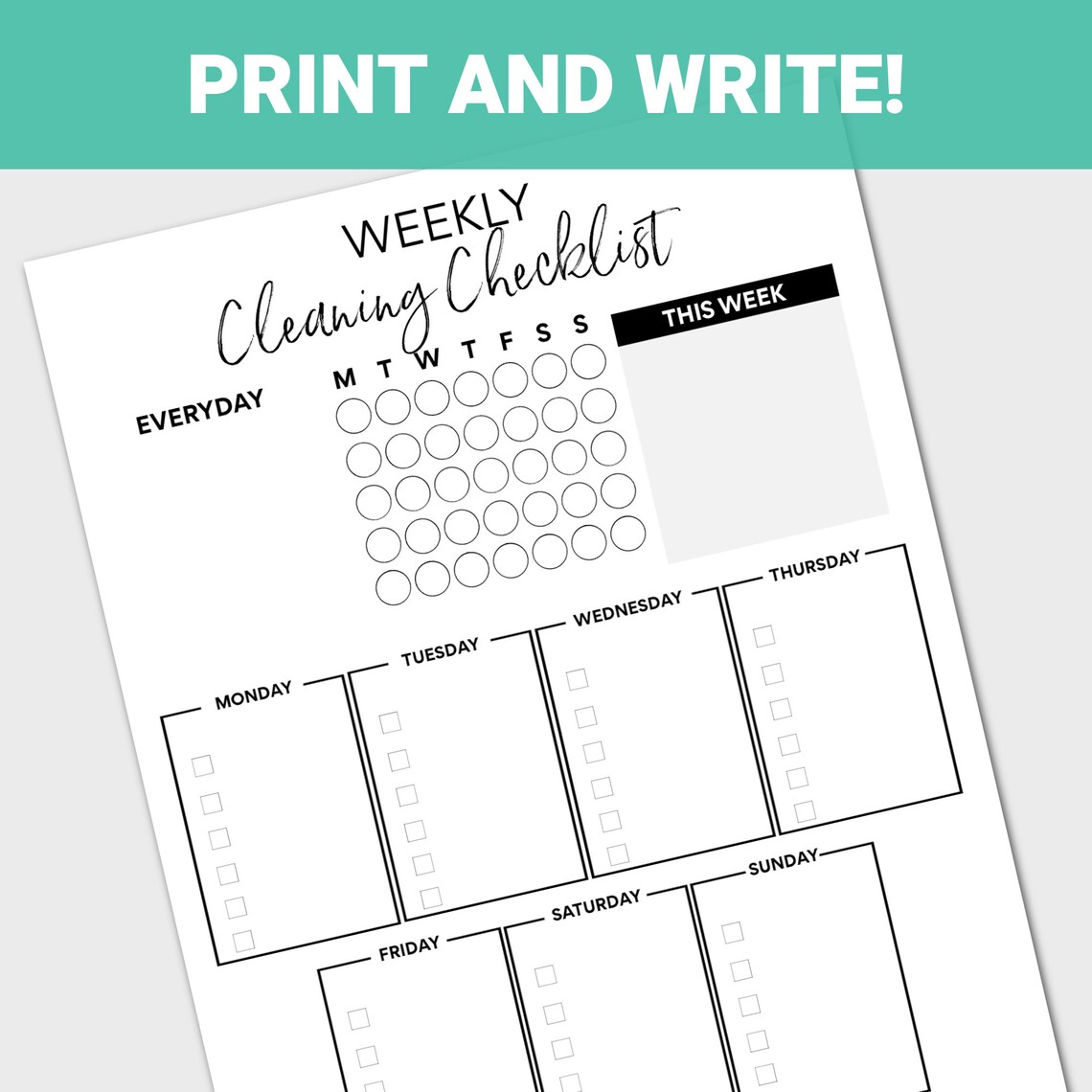 Editable Cleaning Schedule Weekly Cleaning Checklist - Etsy