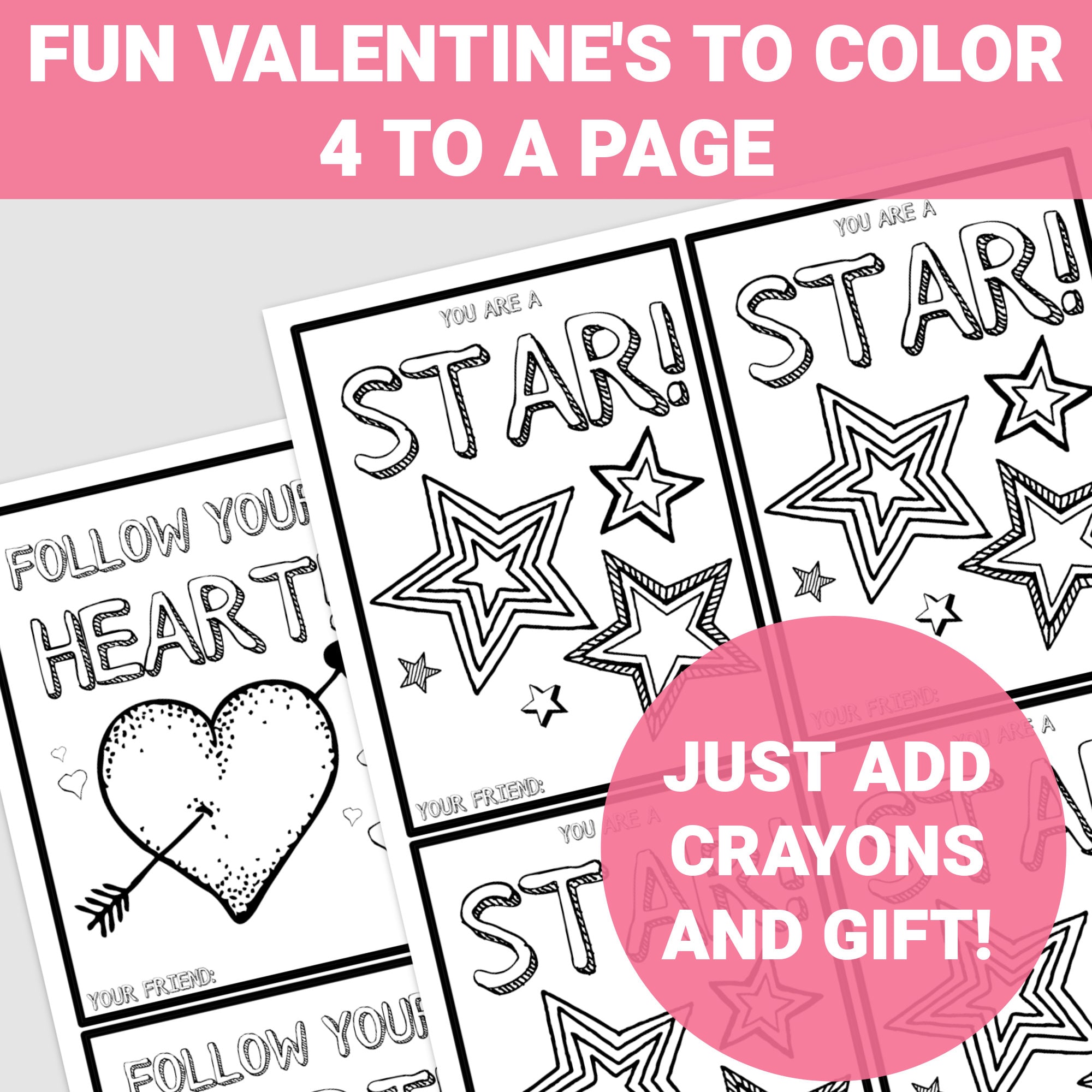 Valentine's Day Color Your Own Card, Printable Coloring Valentine's ...