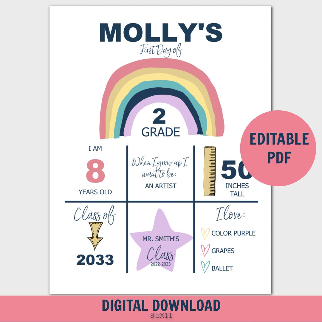 Back to School, Editable First Day of School Sign, Last Day of School ...