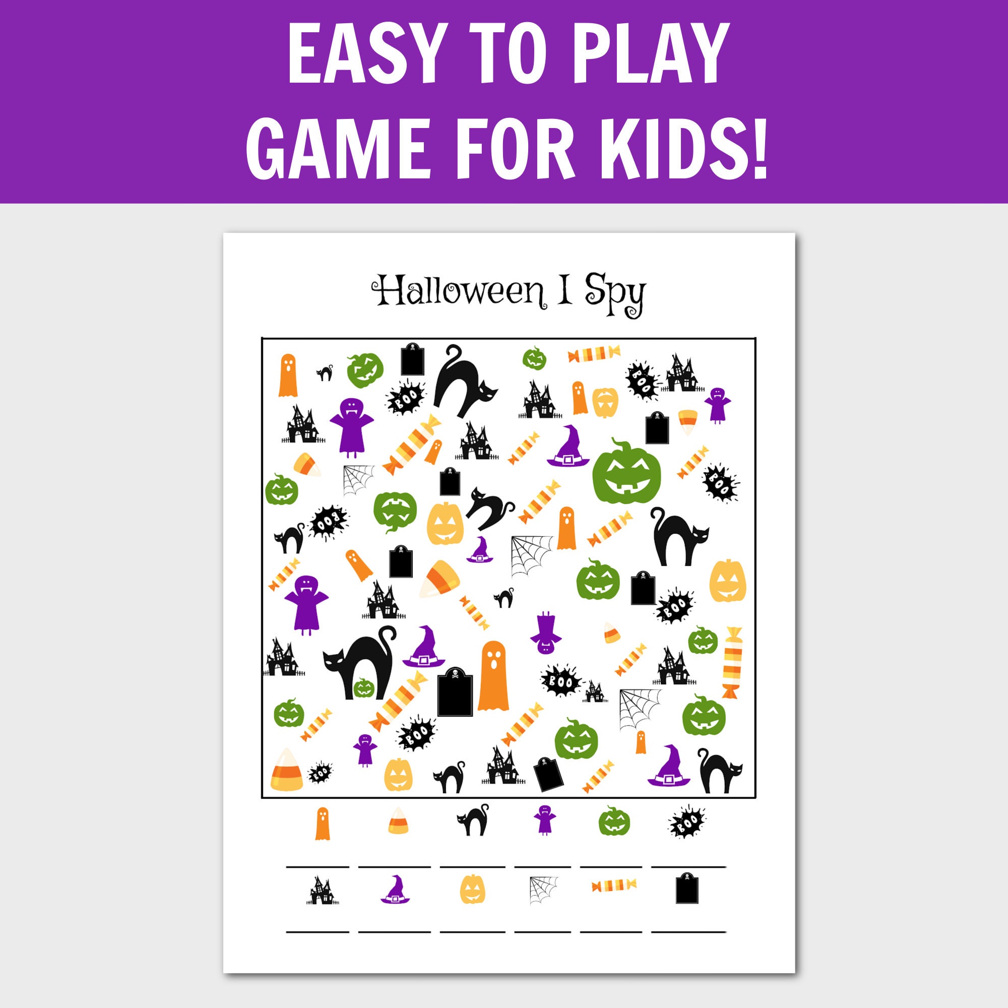 Halloween I Spy for Kids, Preschool Worksheet, Kindergarten Worksheet ...