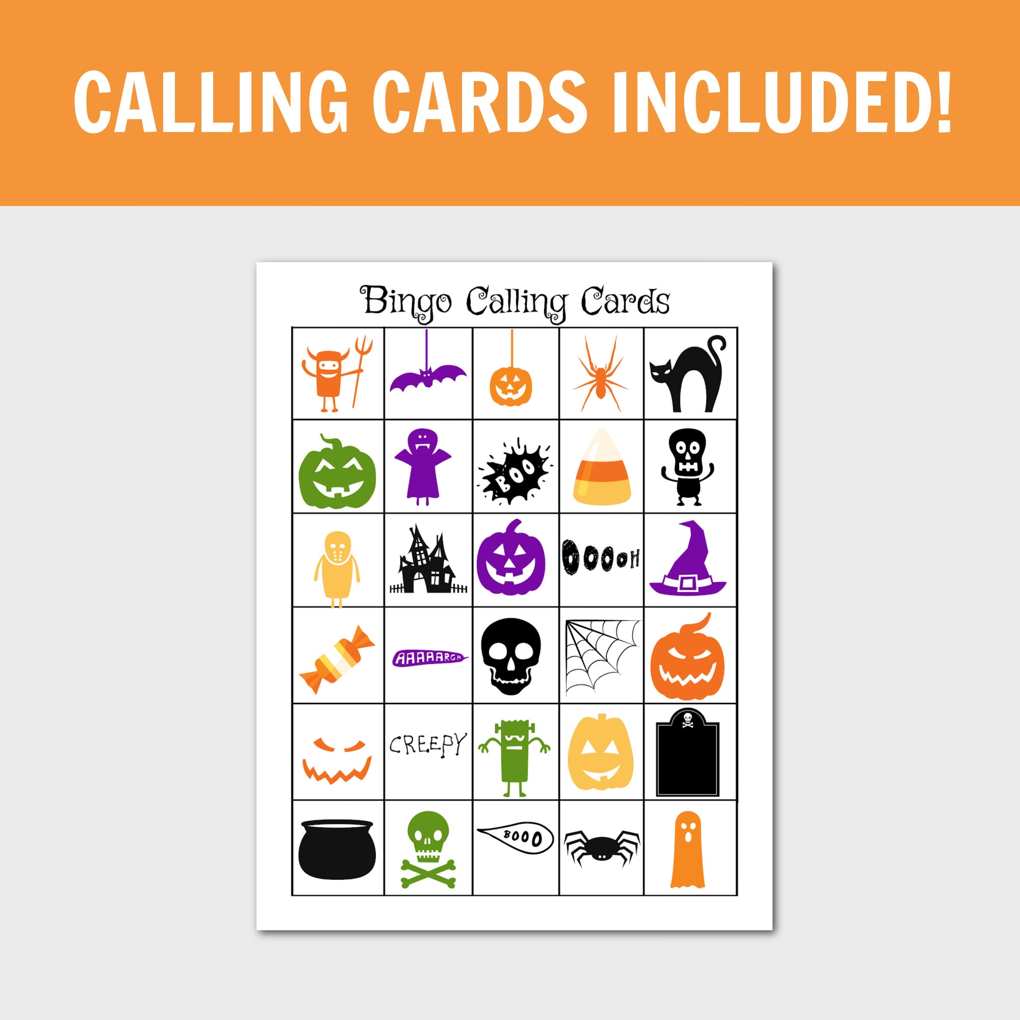 Halloween Bingo Cards, Printable PDF, 30 Cards, Halloween Games, Class ...