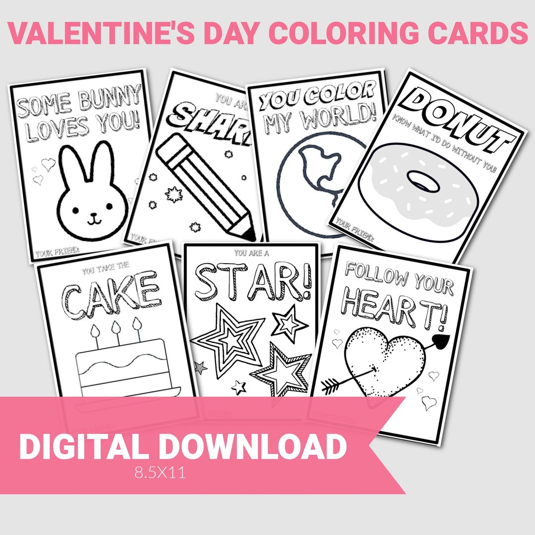 Valentine's Day Color Your Own Card, Printable Coloring Valentine's ...
