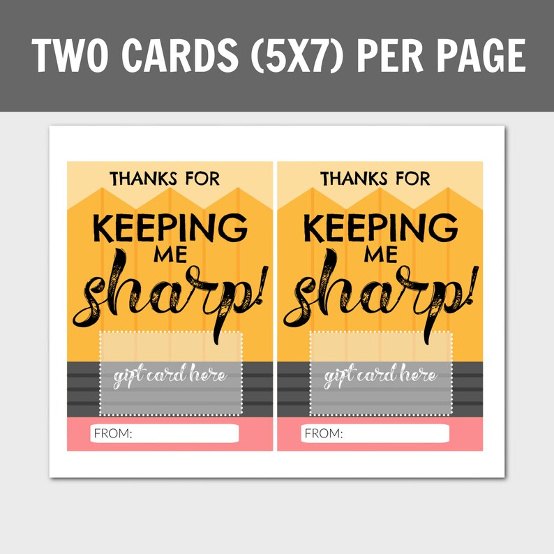Printable Pencil Gift Card Holder, Teacher Appreciation, Teacher Thank ...