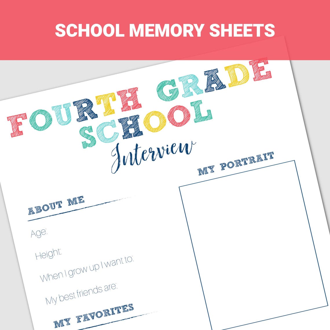 Kids Memory Box Questionnaire, Preschool-12th Grade Interview Pages ...