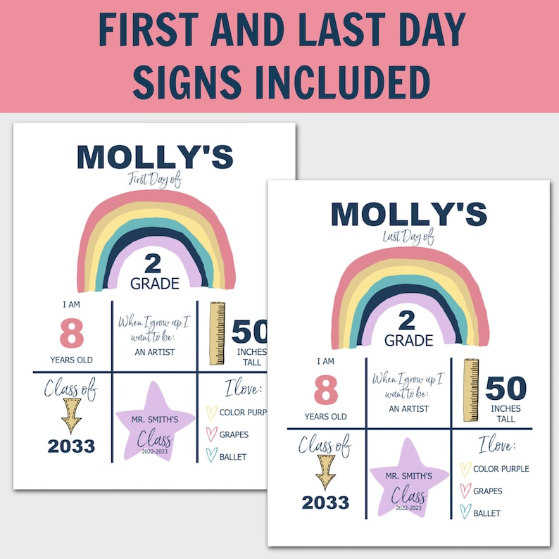 Back to School, Editable First Day of School Sign, Last Day of School ...