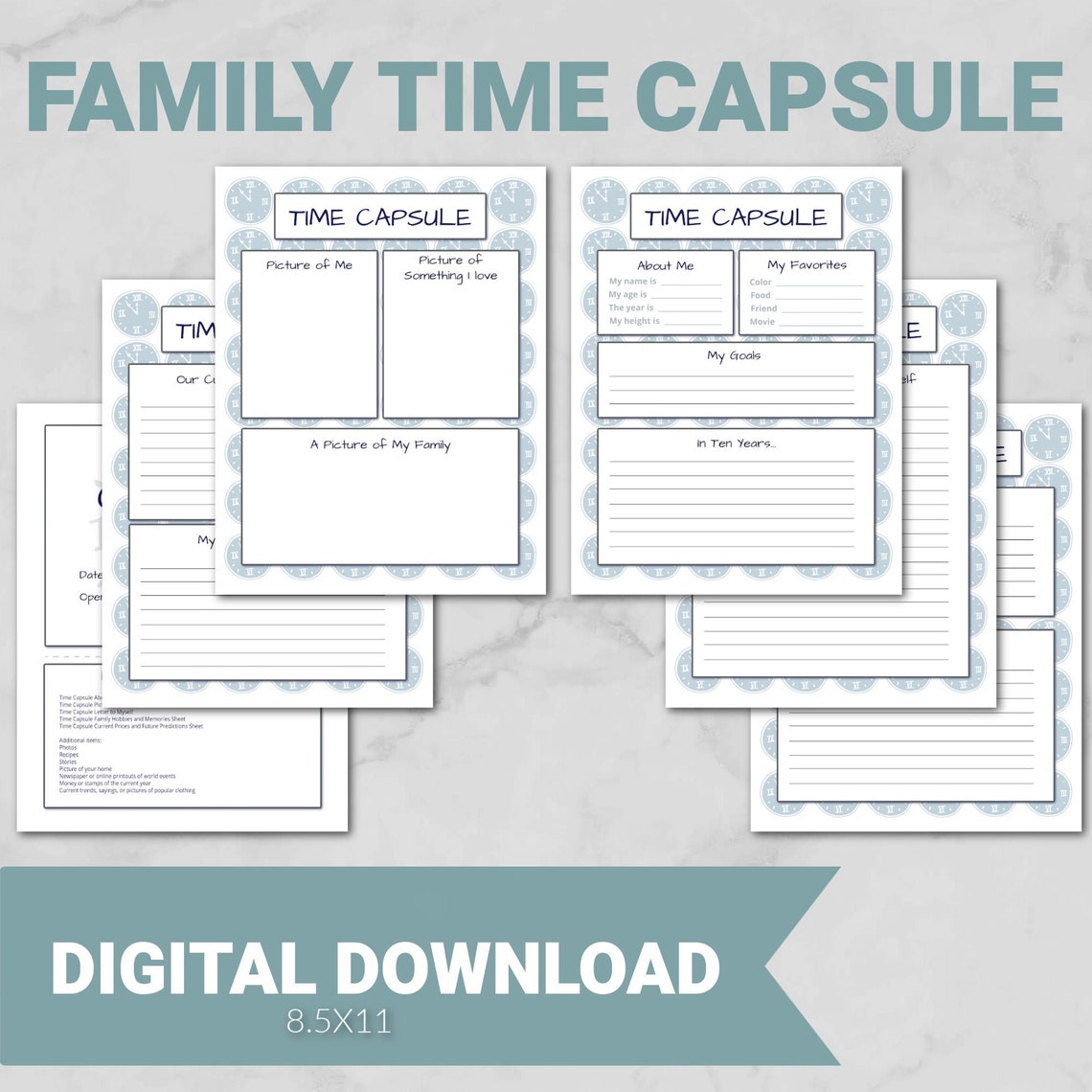 Family Time Capsule Printable, Time Capsule Activity, Digital Download ...