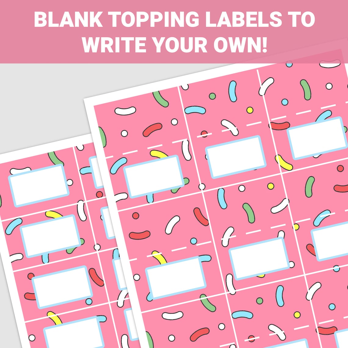 Ice Cream Bar Sign and Topping Labels, Ice Cream Bar Sprinkles, Pink ...