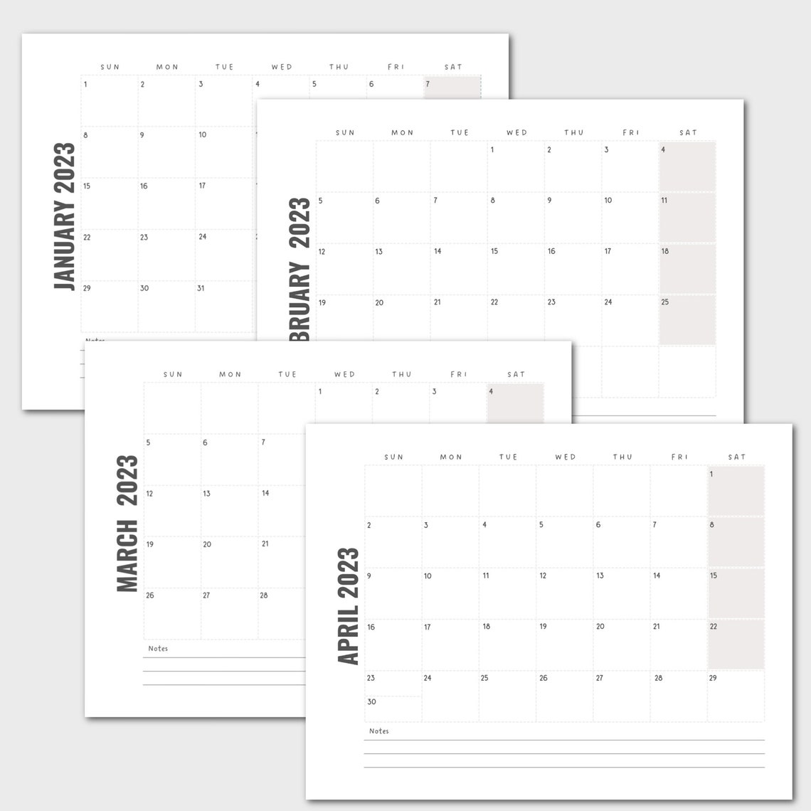 2023 Printable Minimalist Calendar, Monthly Calendar, 8.5x11, PDF - Etsy