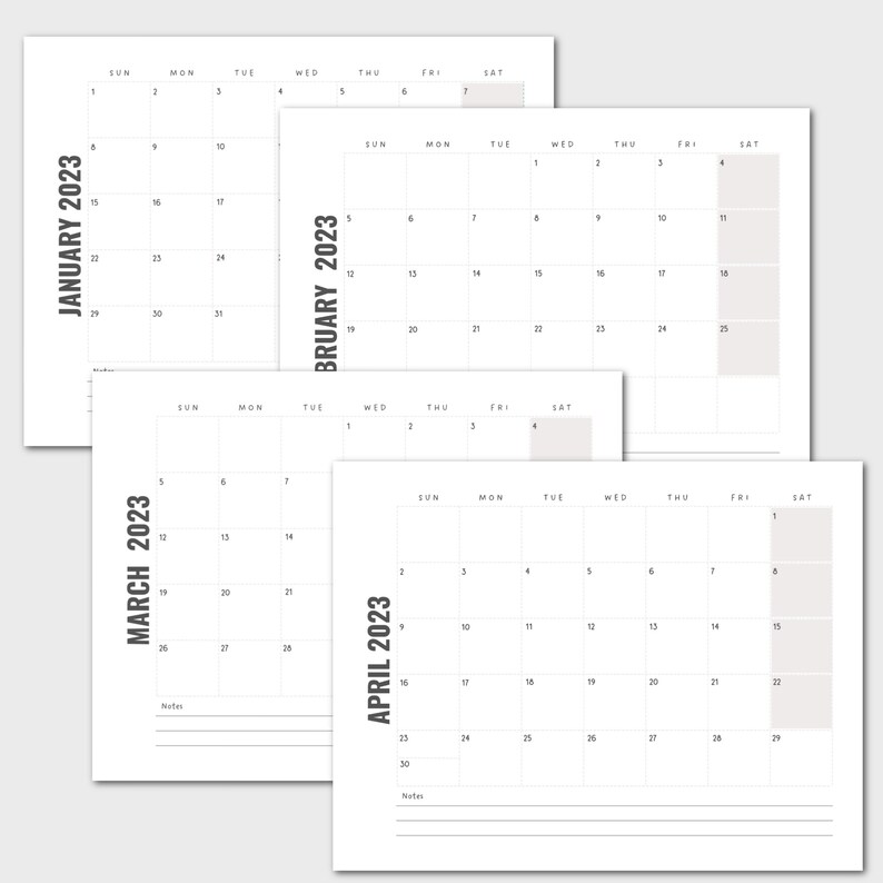 2023 Printable Minimalist Calendar, Monthly Calendar, 8.5x11, PDF - Etsy