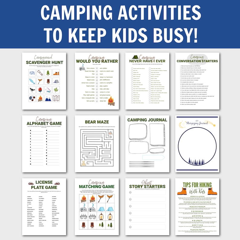 Camping Games and Activities, Kids Camping Games Activity, Campfire ...