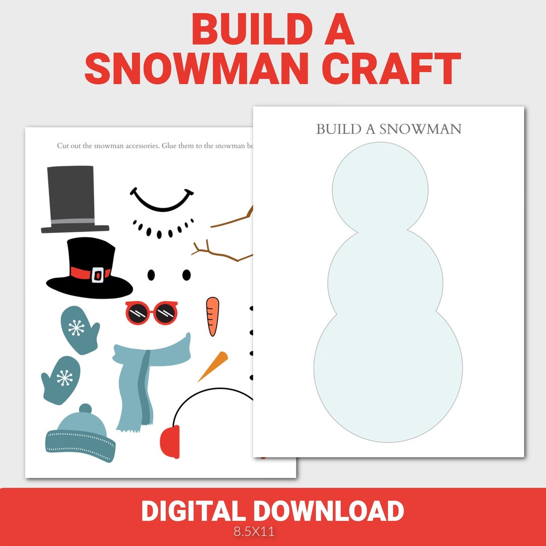 Build a Snowman Craft, Winter Activity Worksheet, Educational Preschool ...