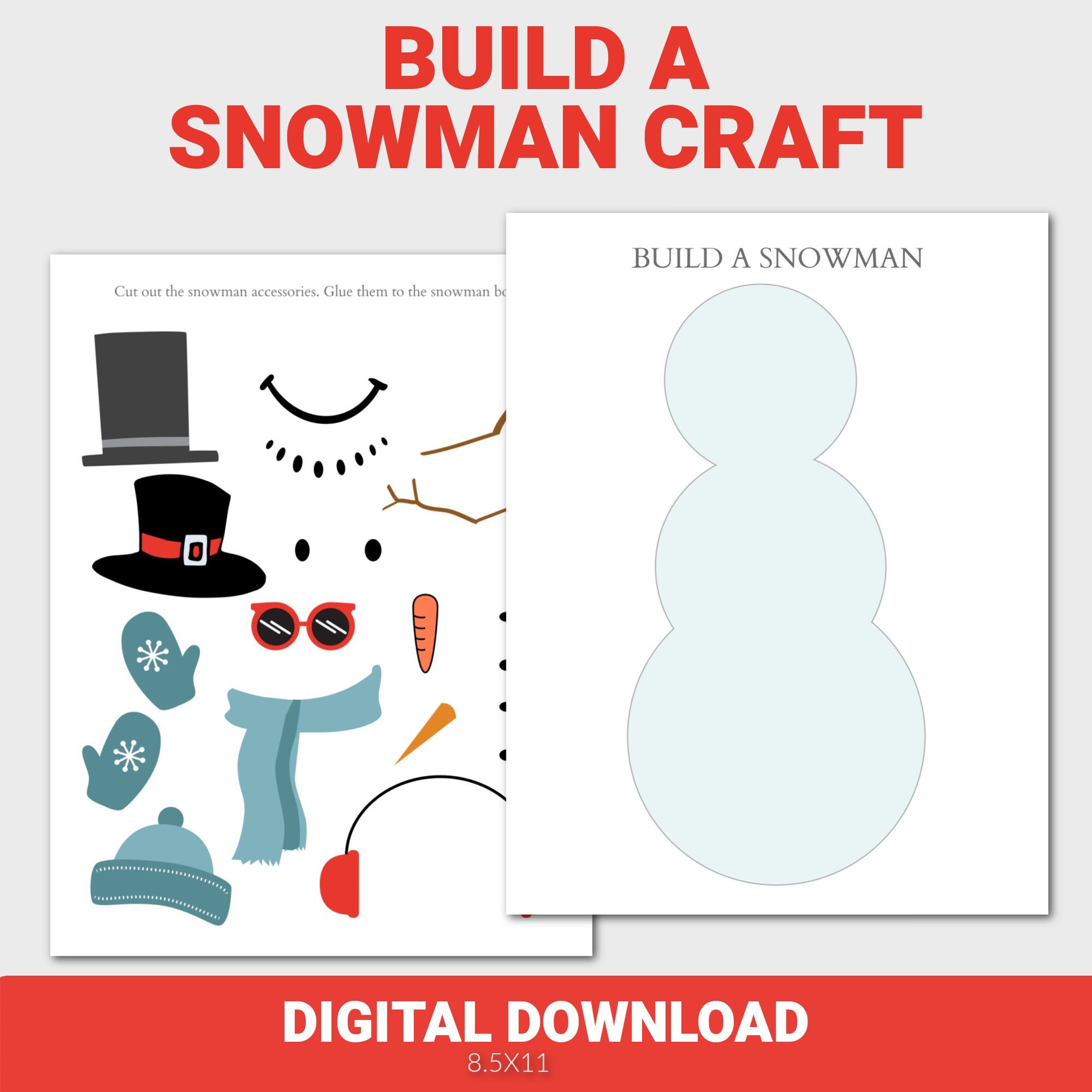 Build a Snowman Craft, Winter Activity Worksheet, Educational Preschool ...