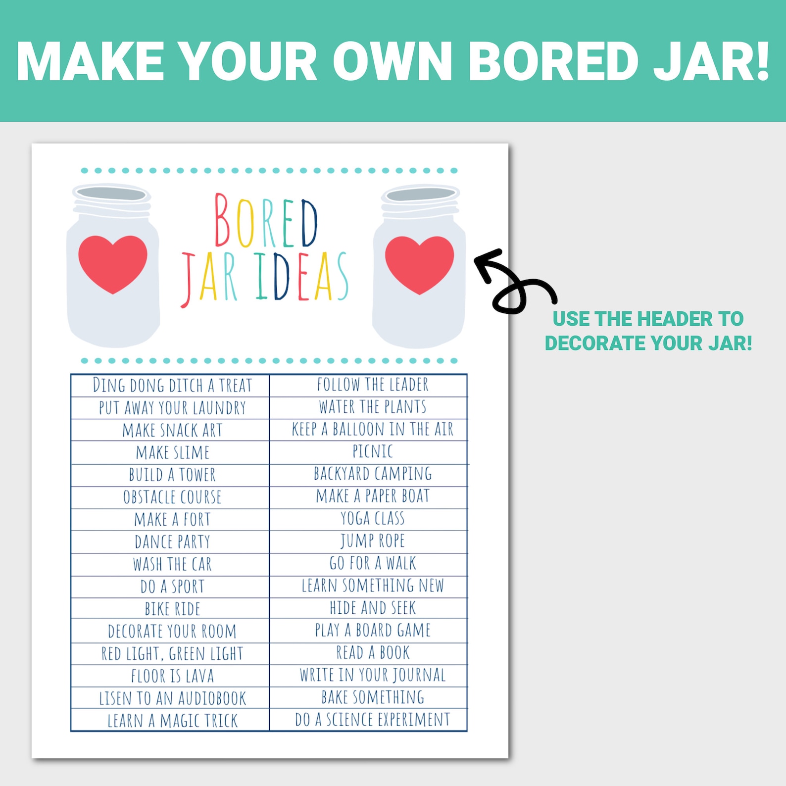 Bored Jar Ideas, Bored Jar Activity Cards, I'm Bored Jar Cards for Kids ...