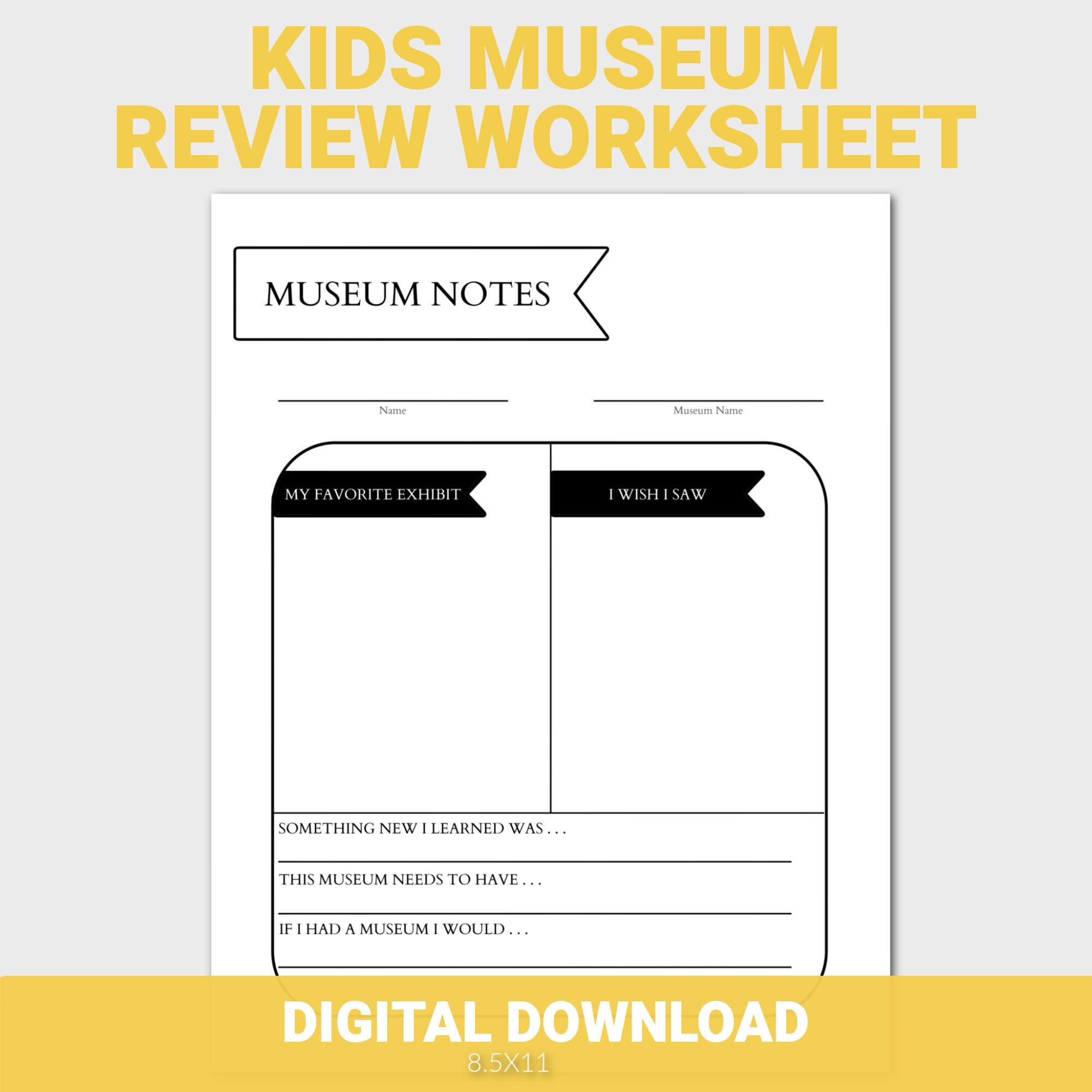 Kids Museum Review Worksheet, Review Worksheet, Elementary School ...