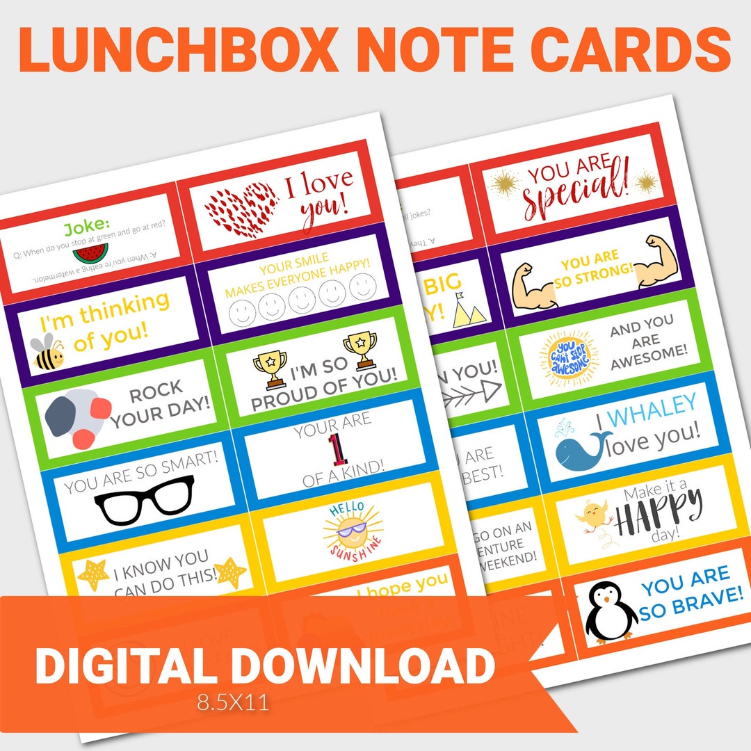 Printable Lunchbox Notes, Lunchbox Notes for Kids, Lunchbox Jokes ...