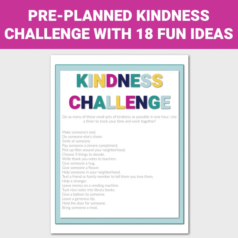 Kindness Challenge for Kids, Family Kindness Challenge, Kindness ...