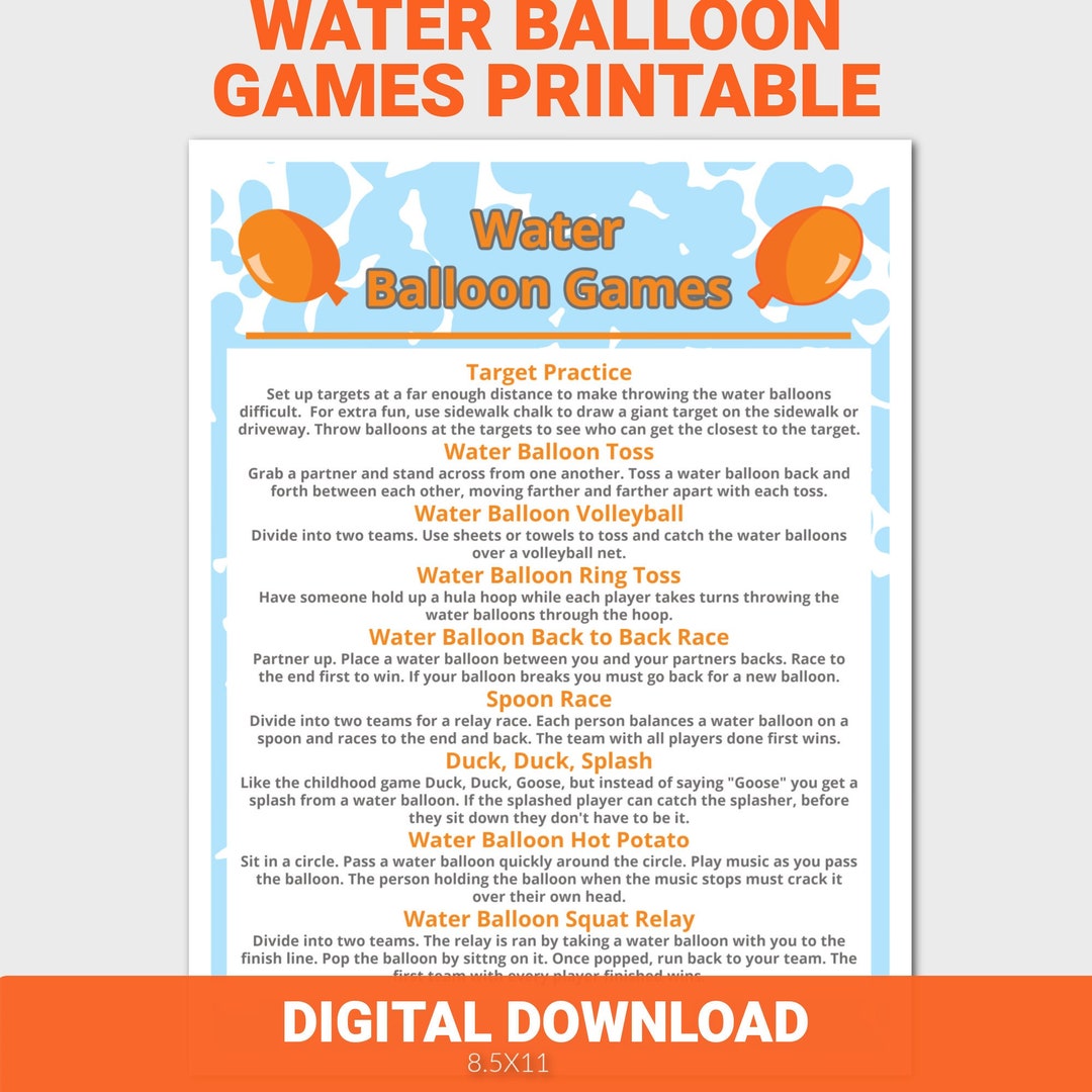 Water Balloon Games for Kids, Water Party Games for Kids, Summer Water ...