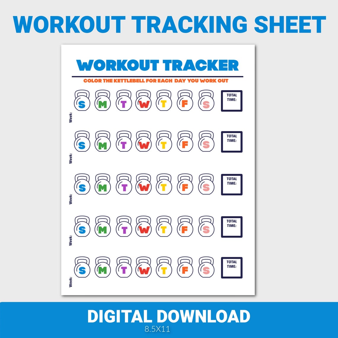 Workout Tracker Printable, Habit Tracker Printable, Fitness Tracker ...