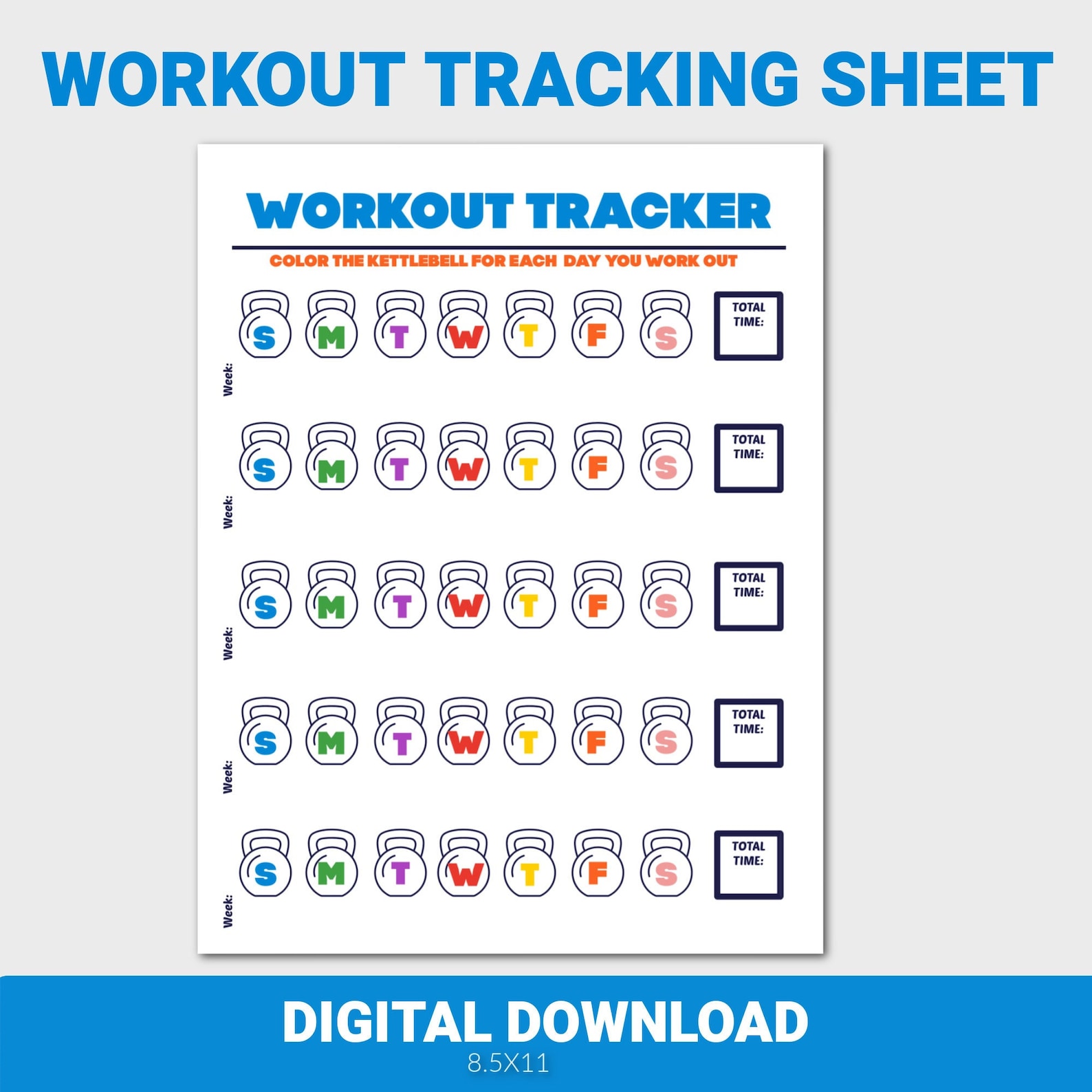 Workout Tracker Printable, Habit Tracker Printable, Fitness Tracker ...