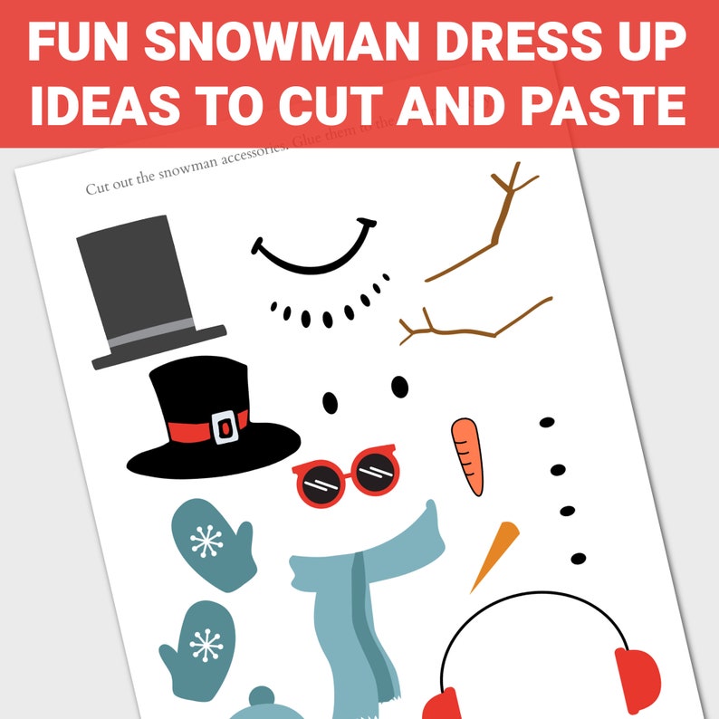 Build a Snowman Craft, Winter Activity Worksheet, Educational Preschool ...