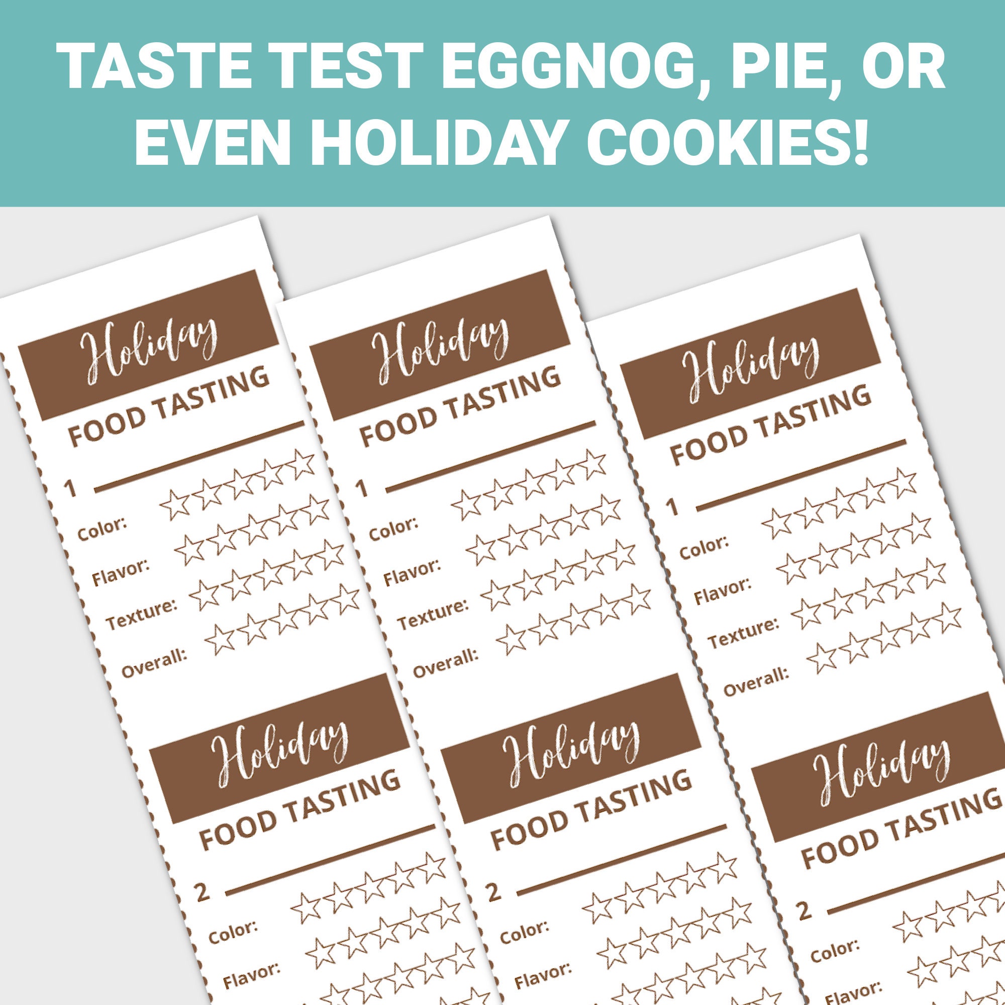 Holiday Foods Tasting Score Sheet, Printable Tasting Notes, Food Log ...
