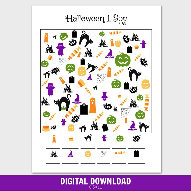 Halloween I Spy for Kids, Preschool Worksheet, Kindergarten Worksheet ...