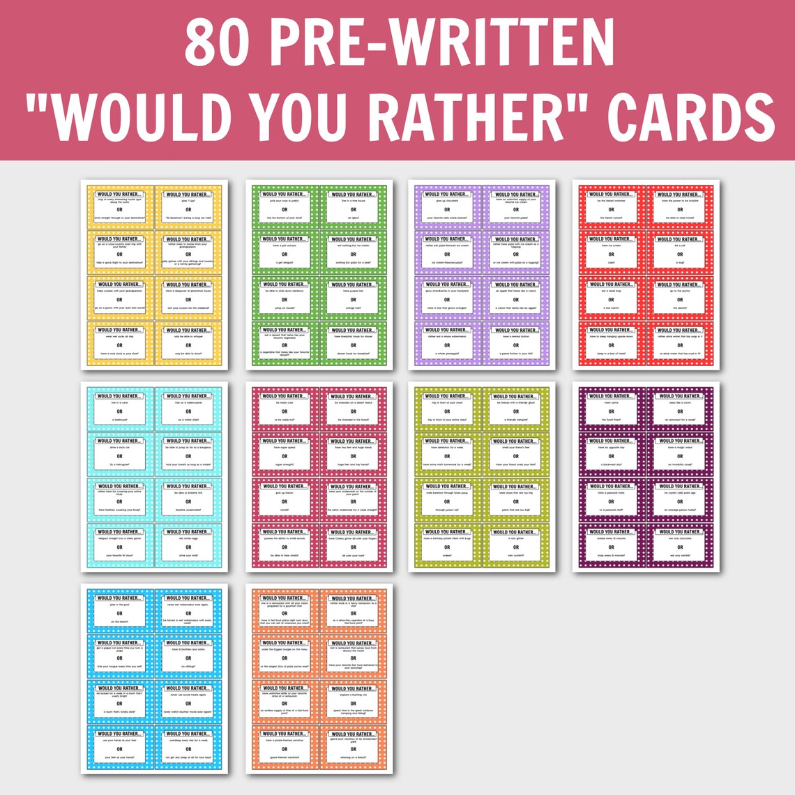 Would You Rather Game for Kids and Teens, Conversation Starters, Would ...