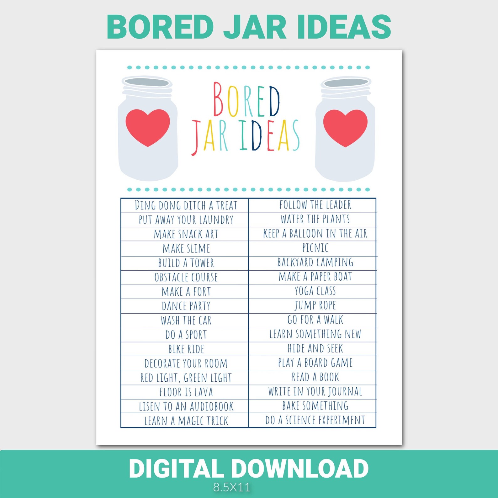 Bored Jar Ideas, Bored Jar Activity Cards, I'm Bored Jar Cards for Kids ...