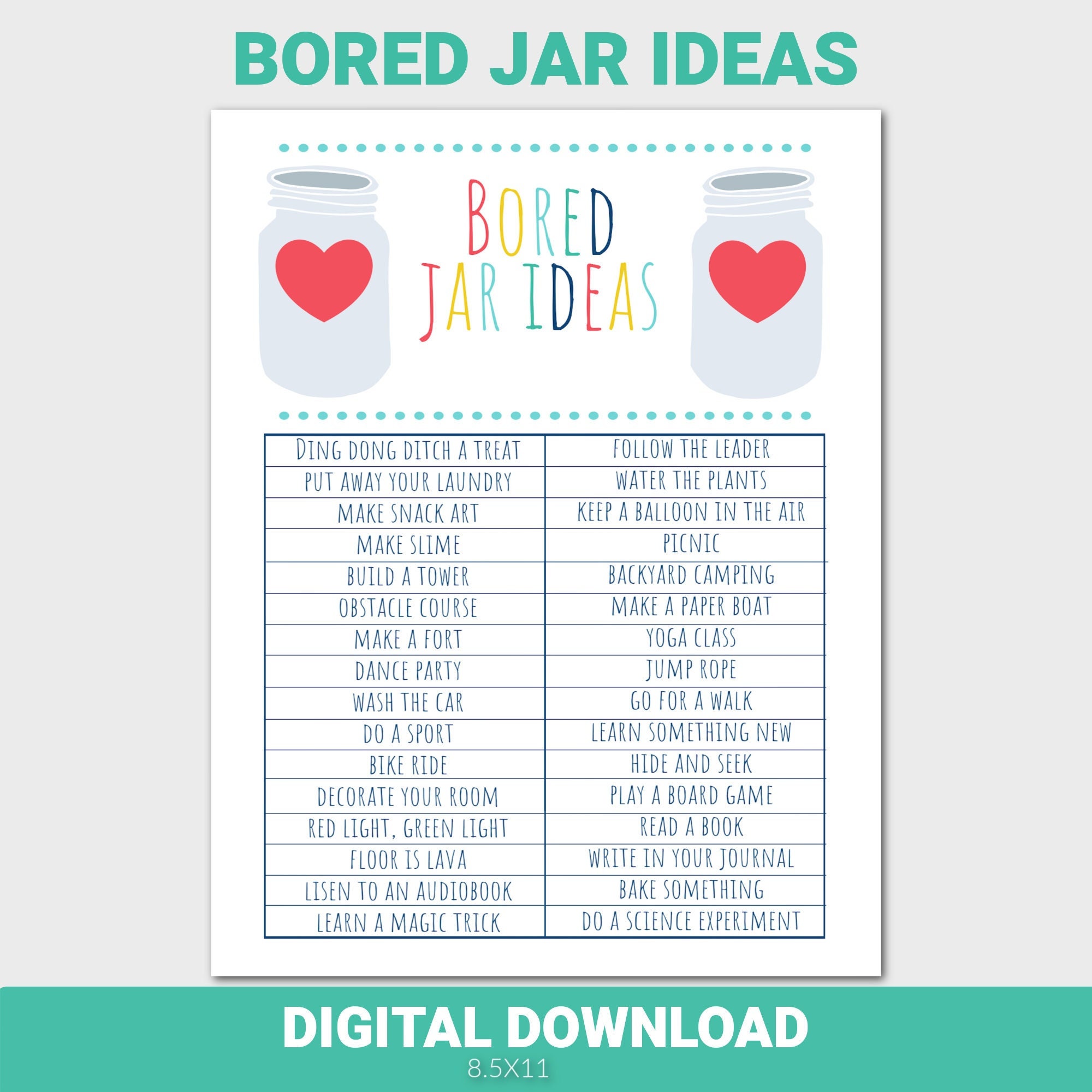 Bored Jar Ideas, Bored Jar Activity Cards, I'm Bored Jar Cards for Kids ...