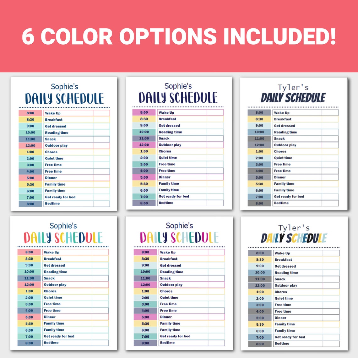 Kids Daily Schedule Template Homeschool Daily Routine - Etsy