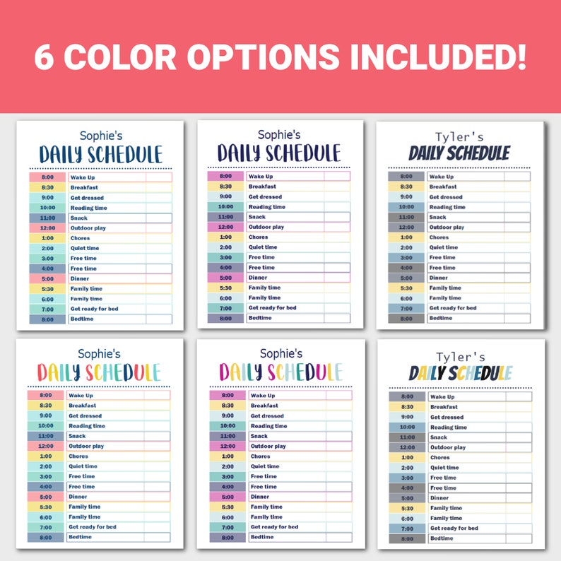 Kids Daily Schedule Template, Homeschool Daily Routine, Editable PDF ...