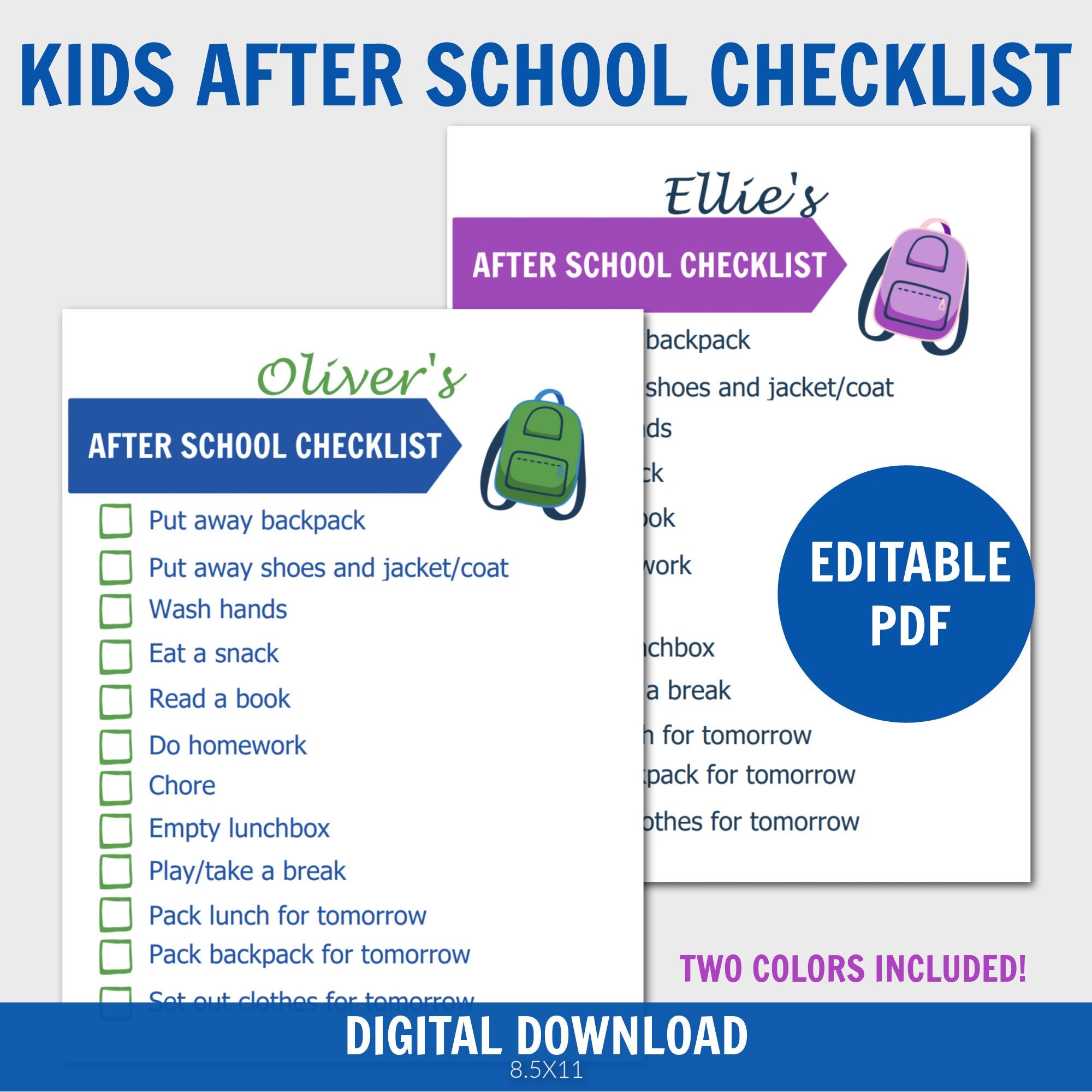 Kids After School Checklist, Kids Routine Charts, After School, Chore ...