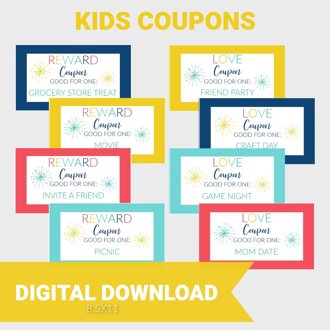Printable Kids Reward Coupons, Love Coupons for Kids, Coupons for Kids ...
