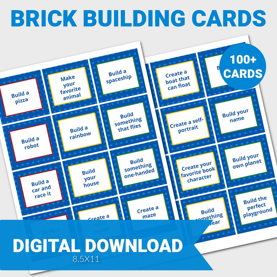 Brick Builder Boredom Buster, Printable Activities for Kids, Building ...