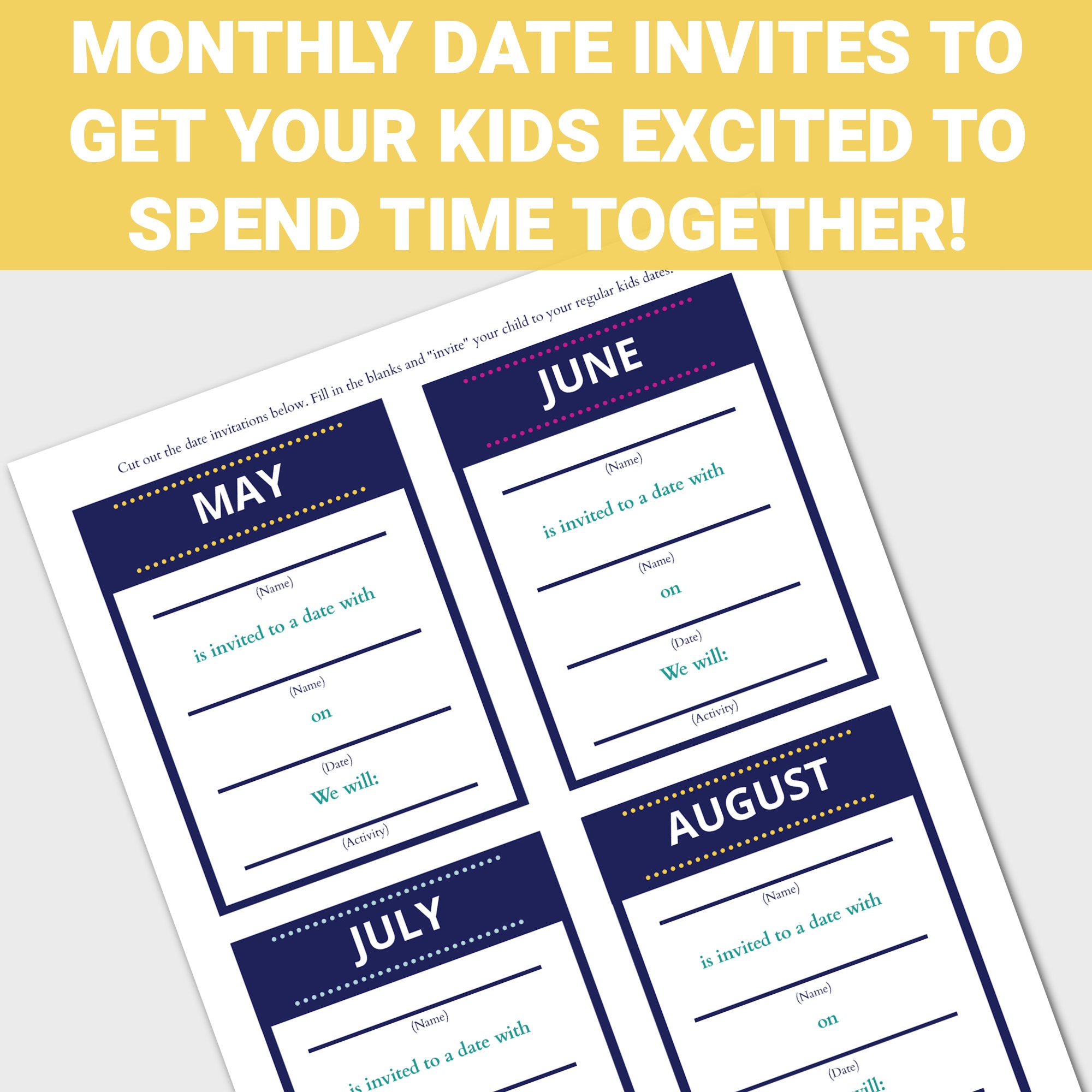 Kids Date Night Activity Planner, Parent-child Dates (PDF) - Etsy