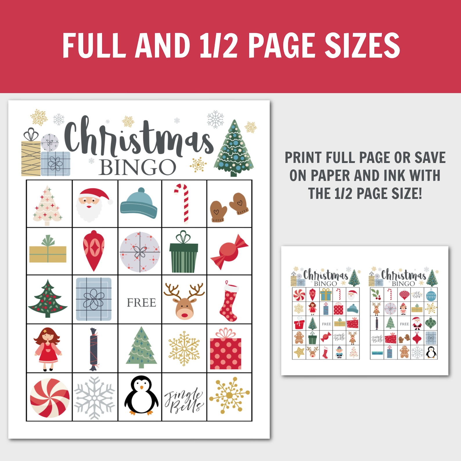 Christmas Bingo Cards, 30 Cards, Senior Citizen Activity, Kids Activity ...