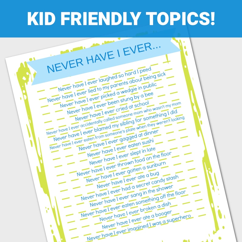 Kids Never Have I Ever Game, Kids Activity, Kids Game, Family Friendly ...