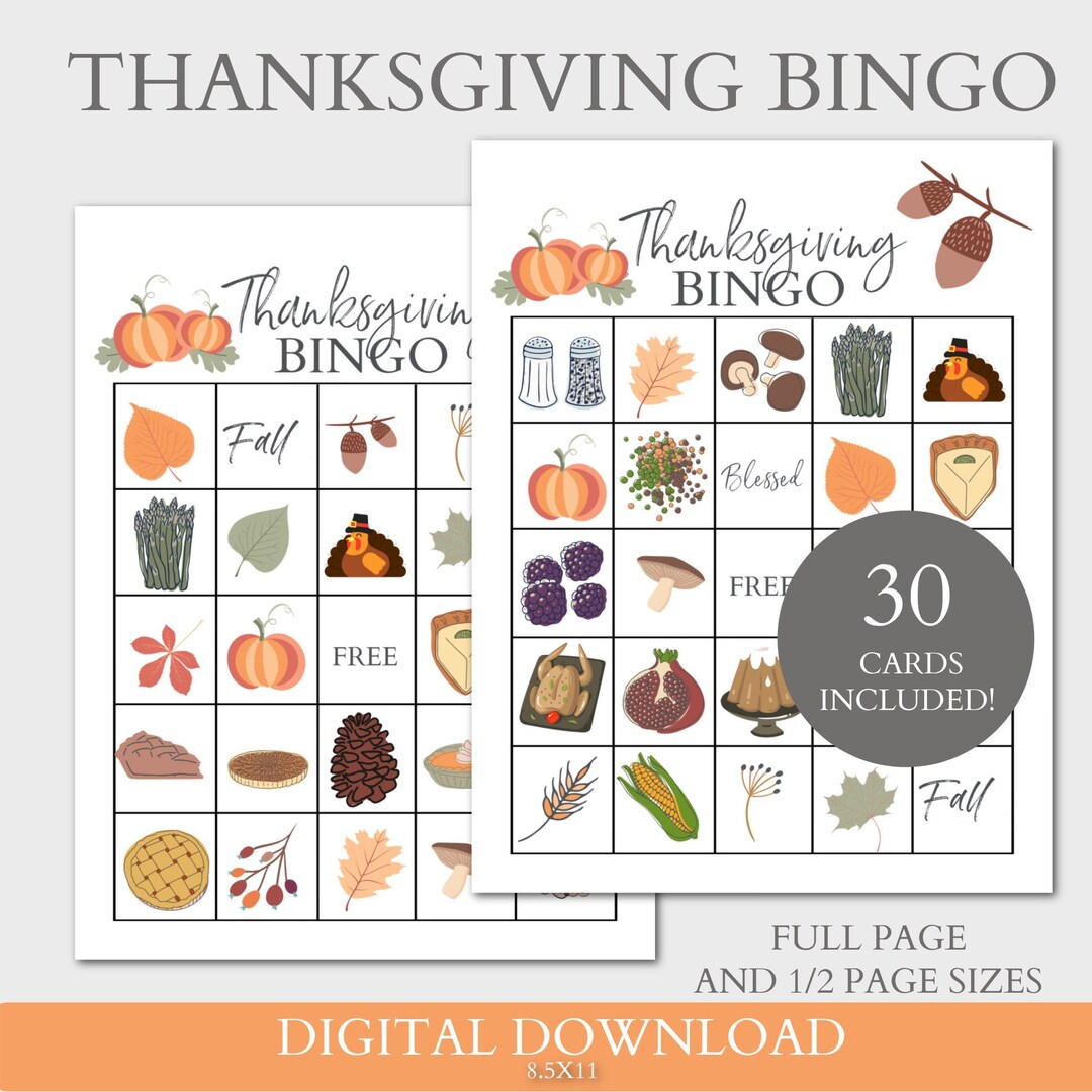 Thanksgiving BINGO Game, Thanksgiving Activity, Thanksgiving Classroom ...