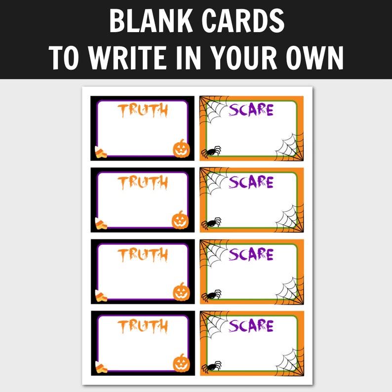 Halloween Truth or Scare, Kids Halloween Game, Halloween Game Printable ...